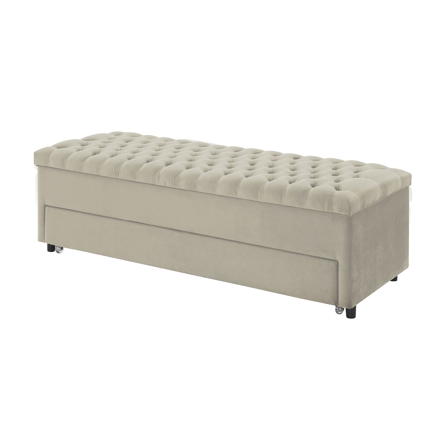 Aimee Linen Deep Button Storage Shoe Ottoman - Lifestyle Home