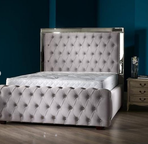 Sandy Mirror Leather Deep Button Headboard - Lifestyle Home