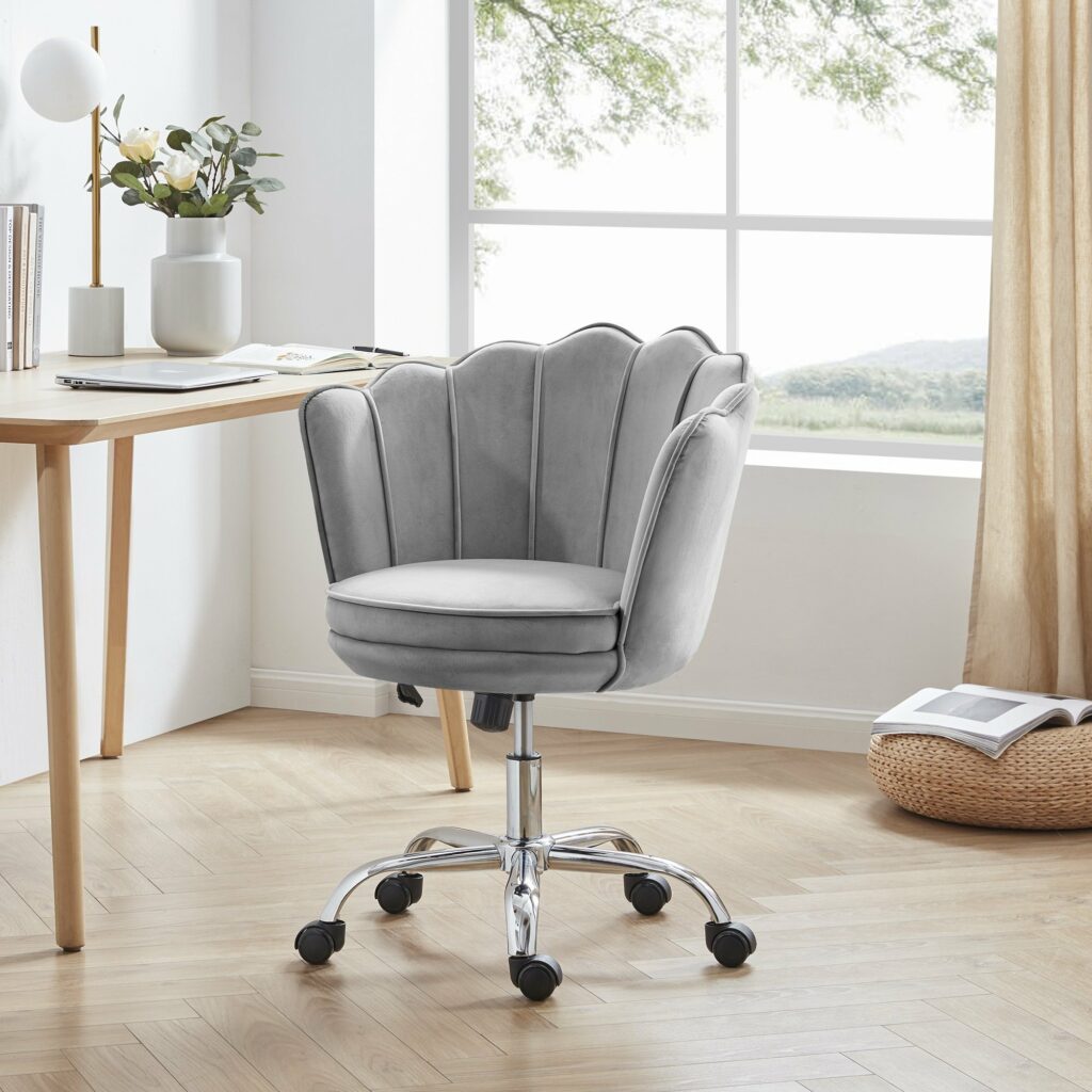 Luna Seashell Velvet Office Chair – Lifestyle Home